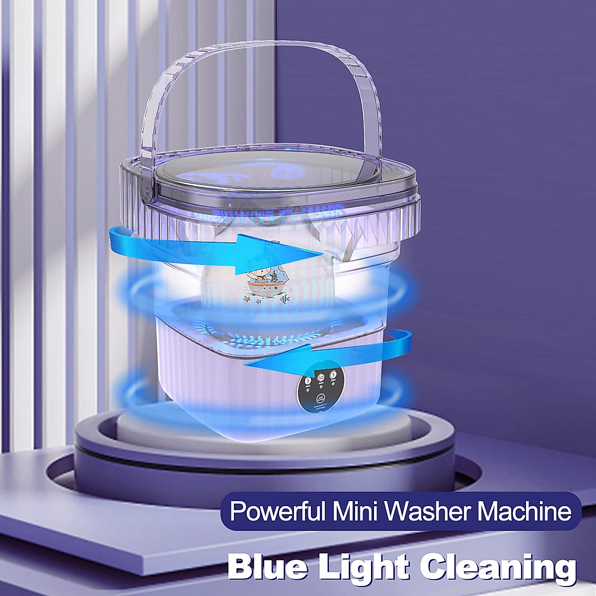 Portable Washing Machine Mini Foldable Machine, Small Laundry with Spin-Dry for Apartment Camping, RV, Travel, Socks, Baby clothes, Underwear(Purple)