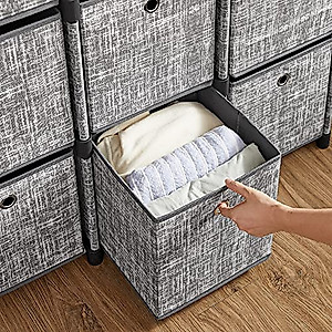 SONGMICS 9-Cube Drawer Organizer, Closet Organizer, Storage Unit, Bookcase, 32.9 x 11.8 x 31.2 Inches, for Bedroom, Living Room, Entryway, Heather Gray ULSN603G12