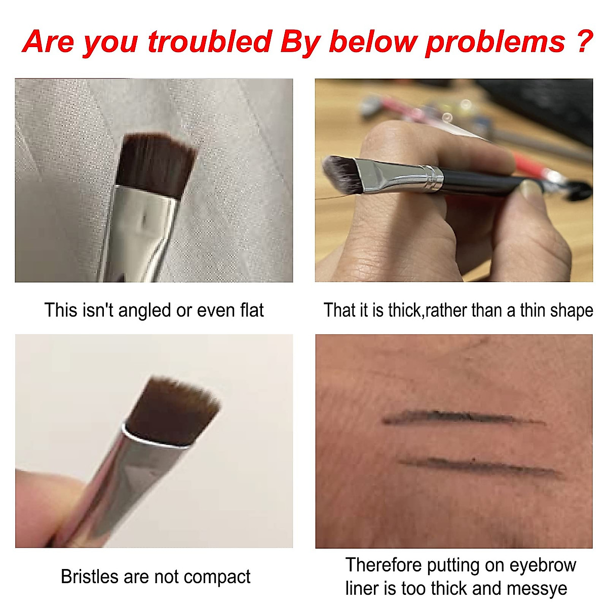 Bueart Design PRECISION Concealer brush for eyebrows Dual Ended Detail Flat Eyeliner definer Brow Brush with spoolies for eyebrow eyelash Spiral Brush Spoolie Mascara Brush