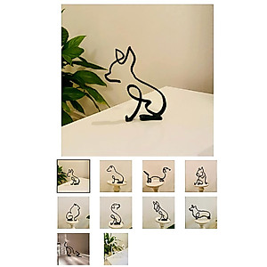 Dog Minimalist Decor Art Sculpture, Metal Minimalist Dog Room Decor, Modern Minimalist Art Dog Decorations for The Home, Wire Dog Abstract Metal Wall Art (Chihuahua)