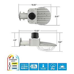 HALO ALP 250-Watt Equivalent Integrated LED Grey Premium Area Light Field Selectable CCT 3000K/4000K/5000K