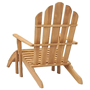 Tidyard Garden Adirondack Chair with Footrest Teak Wood Reclining Lounge Chair for Patio, Garden, Backyard, Poolside, Outdoor Furniture 26 x 59.4 x 38.6 Inches (W x D x H)