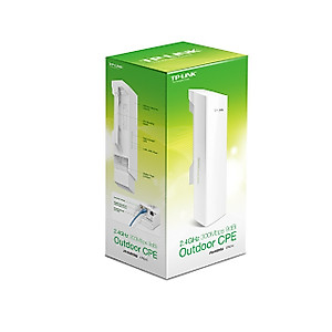 TP-Link Long Range Outdoor WiFi Transmitter – 2.4GHz, 300Mbps, High Gain Mimo Antenna, 5km+ Point to Point Wireless Transmission, Poe Powered W/Poe Adapter Included, Wisp Modes (CPE210) (Renewed)