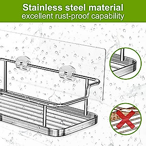 Thideewiz 2 Pack Corner Shower Caddy, Stainless Steel Wall Mounted Bathtub Shelves with 4 Plastic Hooks and 6 Adhesives, No-drilling Adhesive Bathroom Organizer Only for 90 Degrees Right Angle