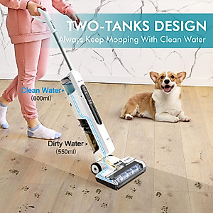 Ecowell Cordless Wet Dry Vacuum Cleaner and Mop, with Self Cleaning for Hard Floor and Area Rug Vacuum Cleaner, 8.2 pounds, WCVP03