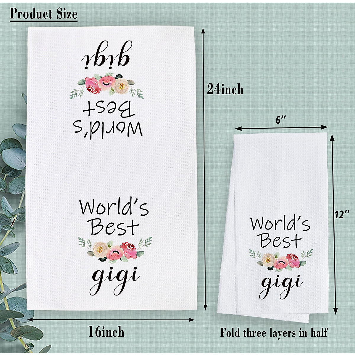 ZWZXR World's Best Gigi Kitchen Towels Dish Towels Dishcloth,Gigi Grandma Appreciation Decorative Absorbent Drying Cloth Hand Towels Tea Towels for Bathroom Kitchen,Grandma Gigi Birthday Gifts