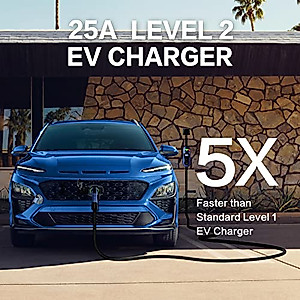 MUSTART Level 2 Portable EV Charger (240 Volt, 25ft Cable, 25 Amp), Electric Vehicle Charger Plug-in EV Charging Station with NEMA 10-30P
