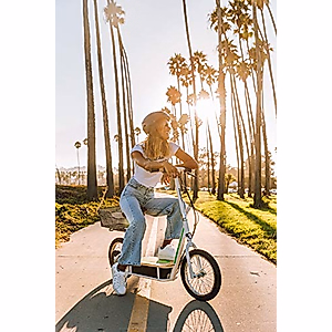 EcoSmart Metro Electric Scooter – Padded Seat, Wide Bamboo Deck, 16" Air-Filled Tires, 500w High-Torque Motor, Up to 18 mph, 12-Mile Range, Rear-Wheel Drive
