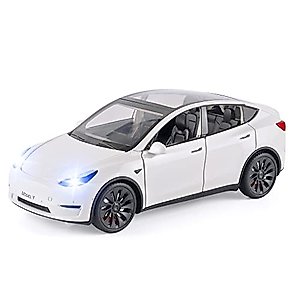 OANMYJJO Toy Cars Model Y 1/24 Zinc Alloy Diecast Metal Model Car, Pull Back Toy Model with Light and Music, Suitable for Children Aged 3 and Above as Gifts(Model Y White)