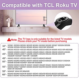 (Upgraded Version) TV Stand Base for TCL Roku TV Legs, Replacement for TCL 32" 40" 43" 49" 50" 55" 65" 32S359 32S355 40S355 43S455 50S525 55S435 65S455 Roku TV Legs Replacement for TCL TV with Screws