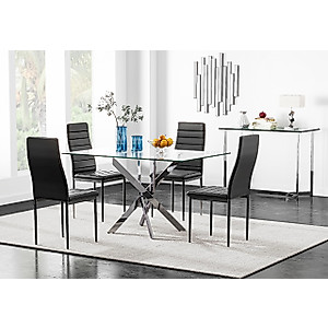 NIERN Black Dining Chairs Set of 4, Modern High Back Soft Padded Dining Room Chair Kitchen Chair for Dining Room, Kitchen (4, Black)