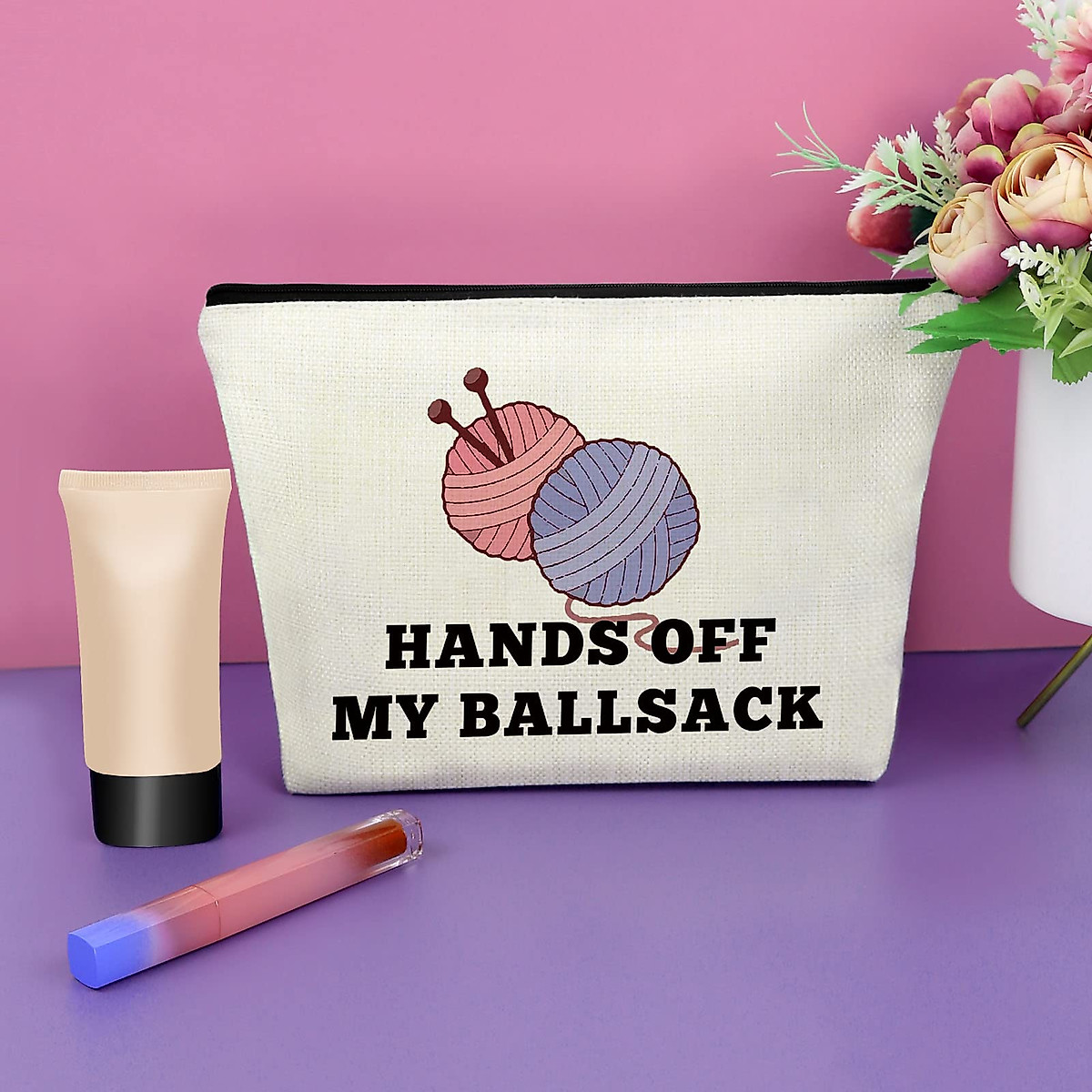 Knitter Gifts for Women Knitting Lover Gift Makeup Bag Knitting Stuff Gift Mother's Day Gifts for Mom Cosmetic Bag Birthday Gifts for Knitting Lover Christmas Gifts for Her Cosmetic Travel Pouch