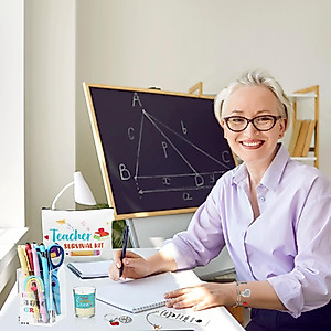 FoldTier Teacher Appreciation Gifts Thank You Best Teacher Gift for Women Canvas Tote Bag 20 oz Tumbler Scented Candle Thank You Appreciation Week Themed Retirement Basket Ideas(Blue,Novel)