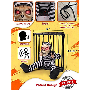 Hanging Ghosts Halloween Decor, Yelling Scary Animated Halloween Decorations Indoor Outdoor, Spirit Talking Skull Props