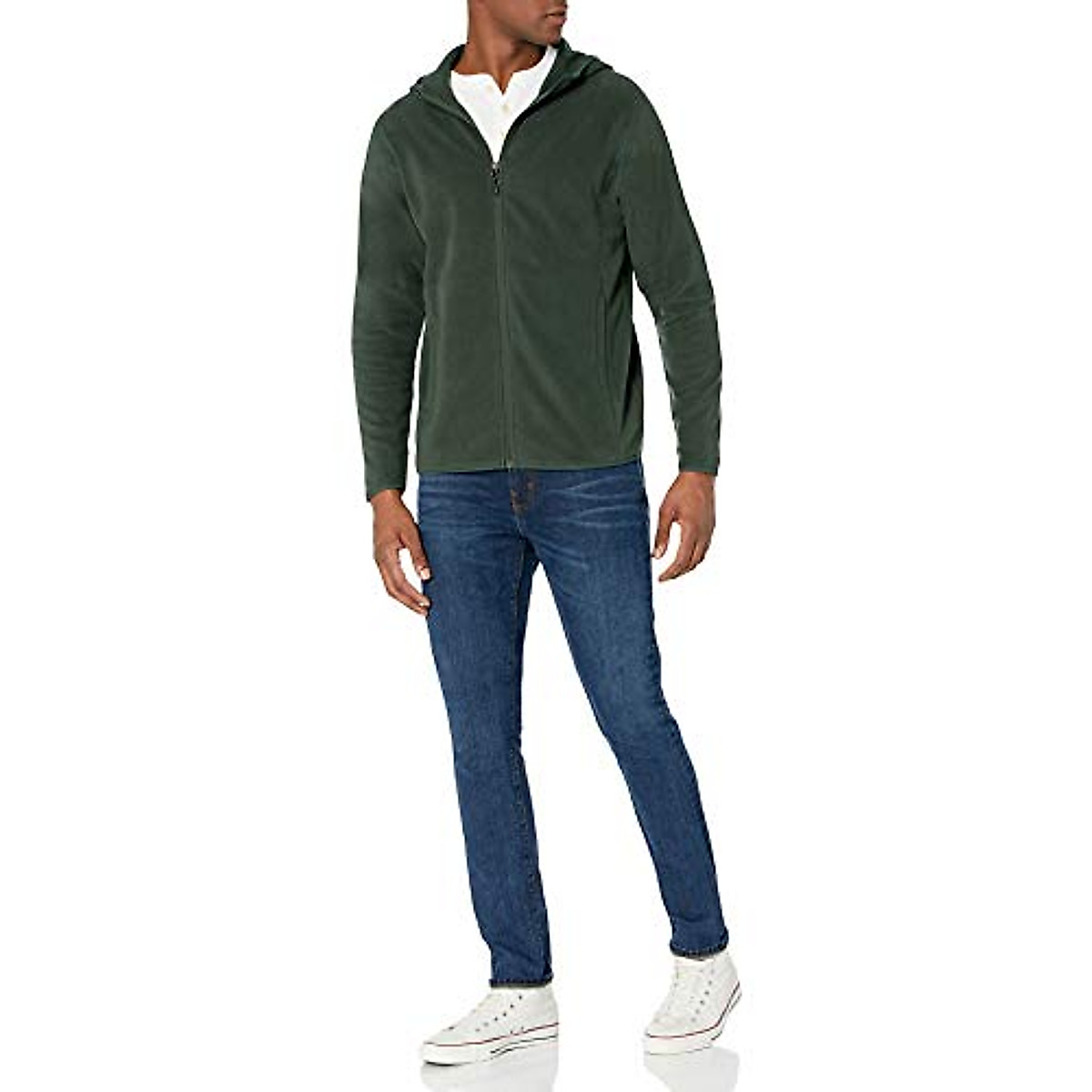 Amazon Essentials Men's Long-Sleeve Hooded Full-Zip Polar Fleece Jacket, Forest Green, Medium