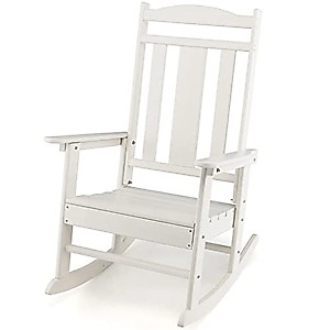 ZLDXDP Rocking Chair All Weather Rocking Chair High Back Porch White