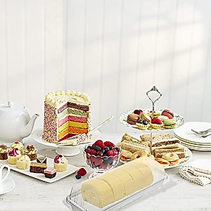 50 Pcs Transparent Cake Swiss Roll Container Food Container for Baking Plastic Containers with Lids 8.66 x 3.35 x 1.97“ Clear Cake Container Disposable to Go Box for Restaurants Delivery Takeout