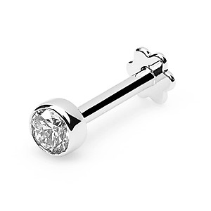 Demira Jewels 14K White Gold Diamond Nose Ring - 2.4mm to 3.4mm Sizes, 16G Gauge, HI Color, I1-I2 Clarity, Kimberley Process Certified.