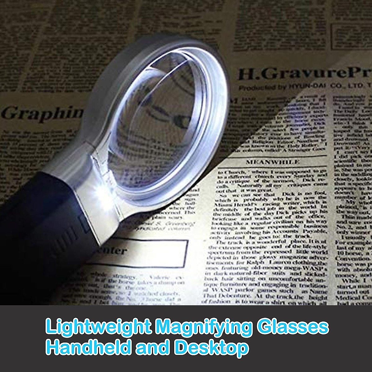 3X LED Light Hands Free Magnifying Glass with Light Stand Foldable Portable Illuminated Magnifier for Reading, Inspection, Soldering, Needlework, Repair, Hobby & Crafts