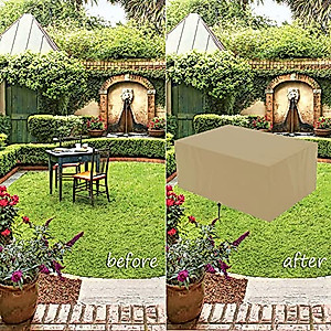 27x27x47 in Garden Furniture Cover, Cube Table Cover, 420D Heavy Duty Oxford Fabric, Patio Set Cover Rattan Furniture Cover, for Cube Set,Patio,Outdoor (Beige 68x68x120cm)