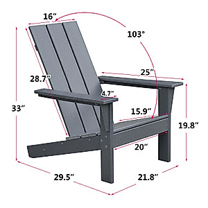 ATR ARTTOREAL Adirondack Chair Set of 2 with Table, HDPE Firepit Chairs for Outside, Weatherproof Outdoor Chairs for Garden Balcony Patio