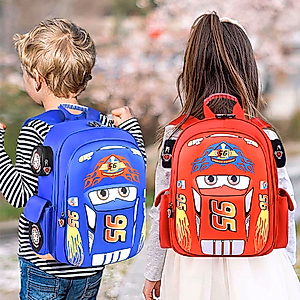 Nzahdwu Kids Caroon Car Backpack, Novelty Toddler Backpack Waterproof Schoolbag Cute Backpacks for Boys Girls (Red)