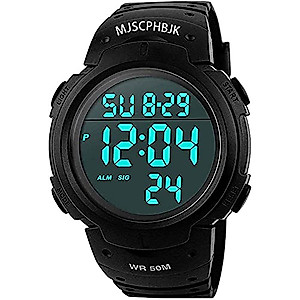 MJSCPHBJK Mens Digital Watch, Sports Military Watches Waterproof Outdoor Chronograph Watch for Men with LED Back Ligh/Alarm/Date