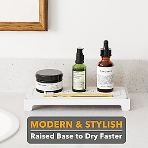 SpaceAid DryingNeat Sink Organizer, Instant Dry Sink Caddy Organizers, Kitchen Sponge Soap Holder Dispenser, Countertop Fast Drying Counter Tray Rack (Bamboo Rack, White)