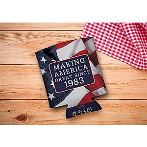 Birthday Gifts for 40th Birthday Making America Great Since 1983 40th Birthday Gag Gifts for Birthday Party 2 Pack Can Coolie Drink Coolers Coolies USA Flag