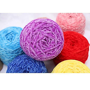 2 Balls Chenille Yarn,Soft Hand Knitting Bulky Chenille Velvet Yarn for Crochet Weaving Home Décor Projects DIY Craft 16oz/500g (35 Brilliant Purple)