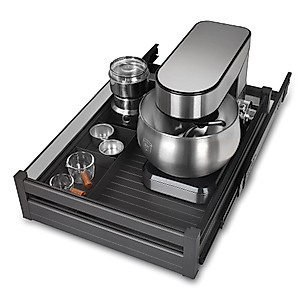 YOHOM Pull-Out Drawer Organizer Single Tier Sliding Drawer Organizer for Kitchen Cabinets, Aluminum Pull Out Tray with Dividers, DIY Installation 17" W x 21" D