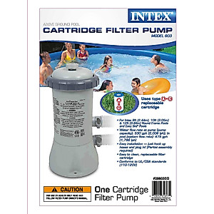 INTEX C530 Krystal Clear Cartridge Filter Pump for Above Ground Pools: 530 GPH Pump Flow Rate – Improved Circulation and Filtration – Easy Installation – Improved Water Clarity – Easy-to-Clean