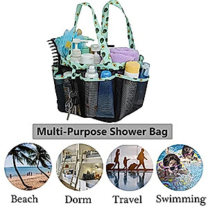 Mesh Shower Caddy Tote for College Dorm Room Essentials, Hanging Large Portable Shower Tote Bag Toiletry Organizer with Key Hook for Bathroom Accessories(nyg)