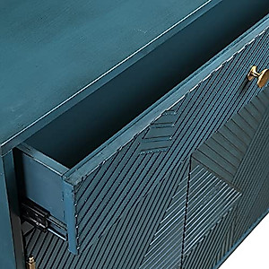 Savonnerie Accent Cabinet with Doors, Buffets & Sideboards with Drawers, Dark Teal, 28" L x 18" D x 32.5" H