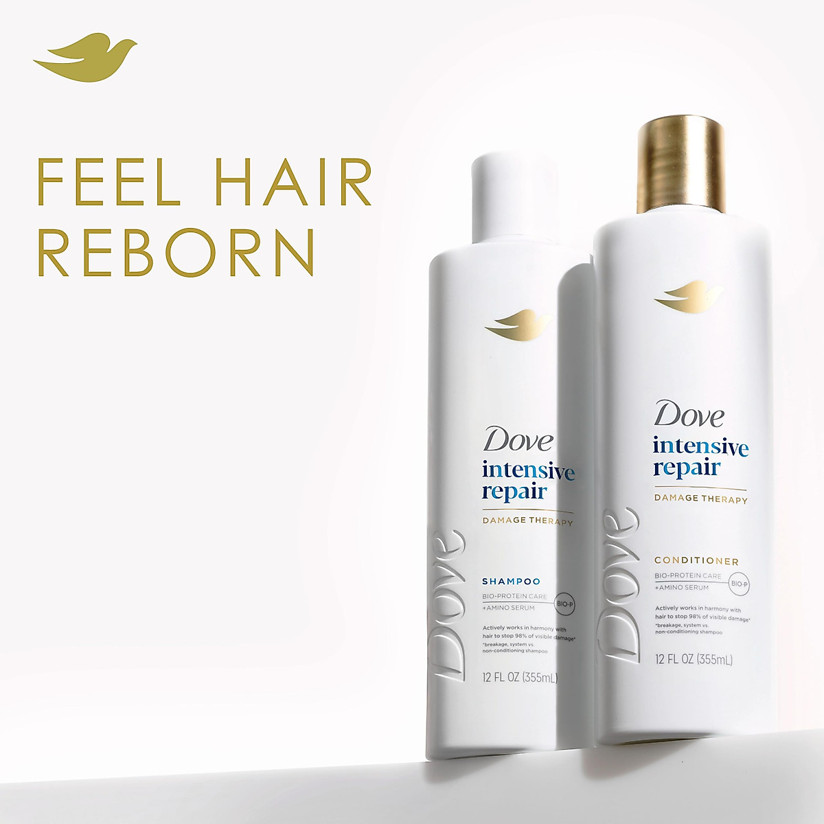Dove Shampoo Intensive Repair for Damaged Hair with Bio-Protein Care Technology and Amino Serum 12 Fl Oz