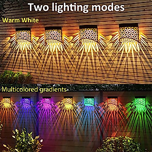 TIJNN Solar Deck Light -6 Pack, auto on/Off, Two Modes RGB Color/Warm White, IP65 Waterproof LED Landscape Lighting, Suitable for Yard, Backyard, Garden.