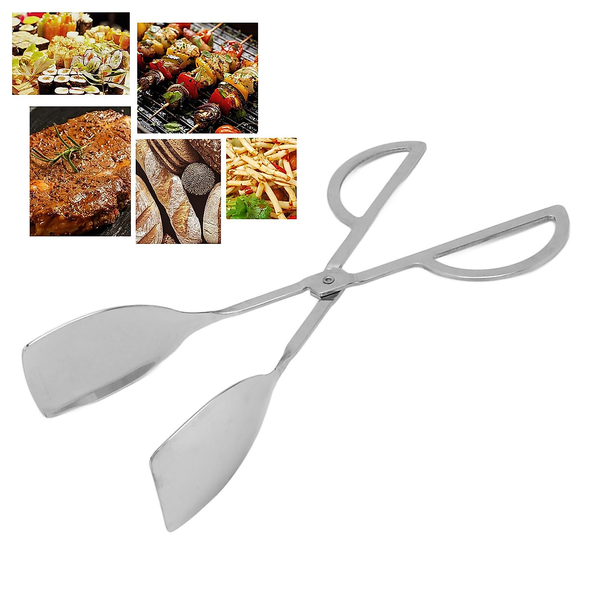 Serving Tongs, 201 Stainless Steel Comfortable Grip Food Tong, Multi Purpose Practical Light Weight Serving Utensils for Home Kitchen(Cup clamp)