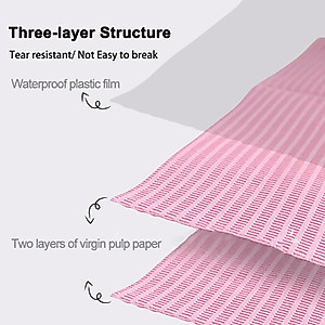 AREMOD 50pcs Disposable Nails Art Table Mat 3 Ply Nail Prep Paper Table Towels 13" x 18" Waterproof Tattoo Cover Tattooing Bibs Pads for Tattoo Supplies Acrylic Nail Supplies(pink)