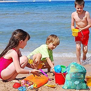 Frienda 6 Pieces Mesh Stuff Sack, 11 x 15 Inch Durable Nylon Mesh Drawstring Laundry Bag for Rinsing Beach Toys, Seashell Collecting, Mesh Bags and Travel (Multicolor)