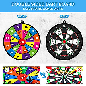 NATGGZ Double Sided Dart Board with 12 Sticky Balls - Excellent Indoor Game and Party Games - Dart Board Toys Gifts for 5 6 7 8 9 10 11 12 Year Old Boy Kids