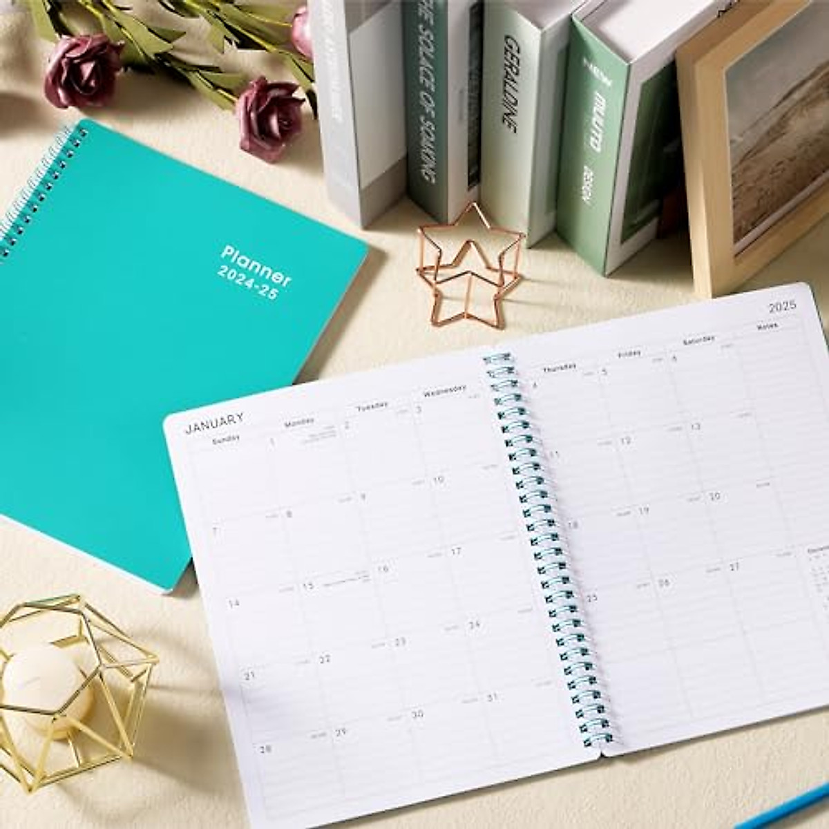 2024-2025 Planner - Weekly and Monthly Planner 2024-2025, Jul 2024 - Jun 2025, 8'' x 10'', 2024-2025 Planner, Twin-Wire Binding, Thick Paper, Flexible Cover - Lake Green