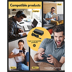 USB C Charger for Nintendo Switch, 45W AC Adapter Cable for Switch Lite/OLED/Steam Deck/TV Dock Mode, Power Supply Cord for Tablets/MacBook Pro/iPad/Laptop 15V 3A Fast Charging