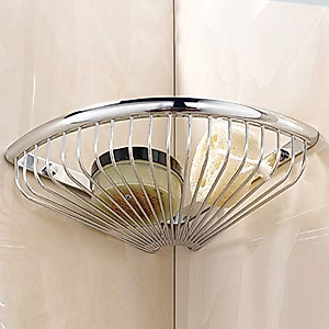 Shower Caddies Corner Shelf for Bathroom Brass Basket Organizers and Storage Shampoo Soap Holder Polished Chrome