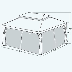 Yangming Gazebo 10X13 ft Outdoor Gazebos Clearance with Outside Mosquito Netting and Curtains for Patio Deck Backyard Garden, Gray