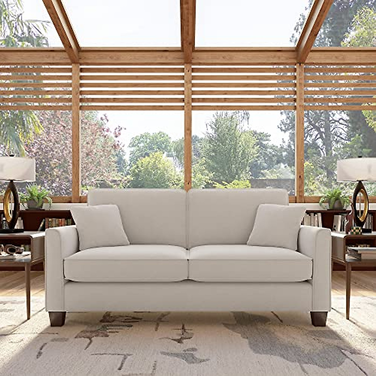 Bush Furniture Flare Sofa, 73W, Light Beige Microsuede