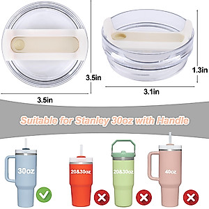 AIERSA 2Pcs Lid Replacement for Stanley Quencher Cup H2.0 30 oz Tumbler with Handle, Cup Lids for Stanley Cup Accessories, Cream