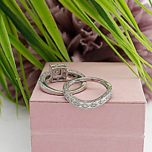 Wishrocks 1/5 Carat Round Cut White Natural Diamond Cascading Engagement Bridal Ring Set Jewelry For Women In 14K White Gold Over Sterling Silver (0.20 Cttw, Color- I-J, Clarity- I2-I3) Ring Size-9.5