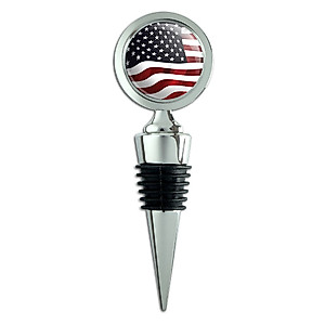 US American Flag Waving United States USA Wine Bottle Stopper