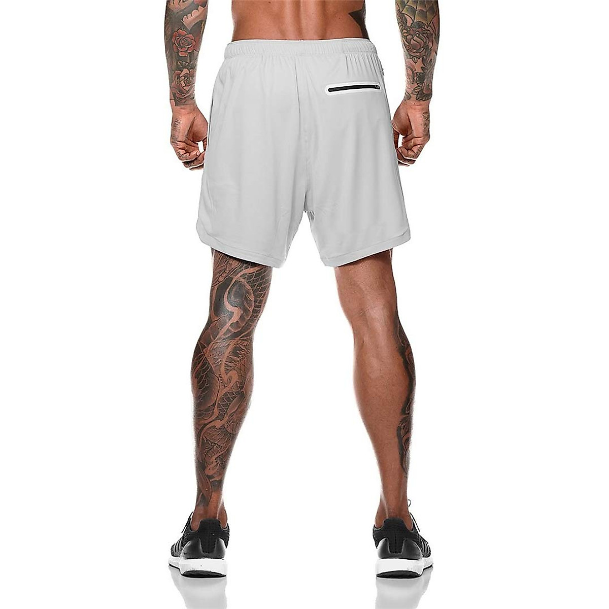 Akk Men's 2-in-1 Workout Running Shorts Lightweight Gym Yoga Training Sport Short Pants Red