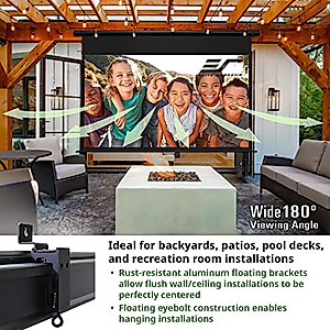 Elite Screens Yard Master Electric Tension CineWhite, 125" Diag. 16:9 Motorized Tab-Tensioned Projector Screen, IP33 Rated, RF Remote Control, 4K/8K Ultra HD 3D Movie Theater (OMS125WHT-ELECTRIC)